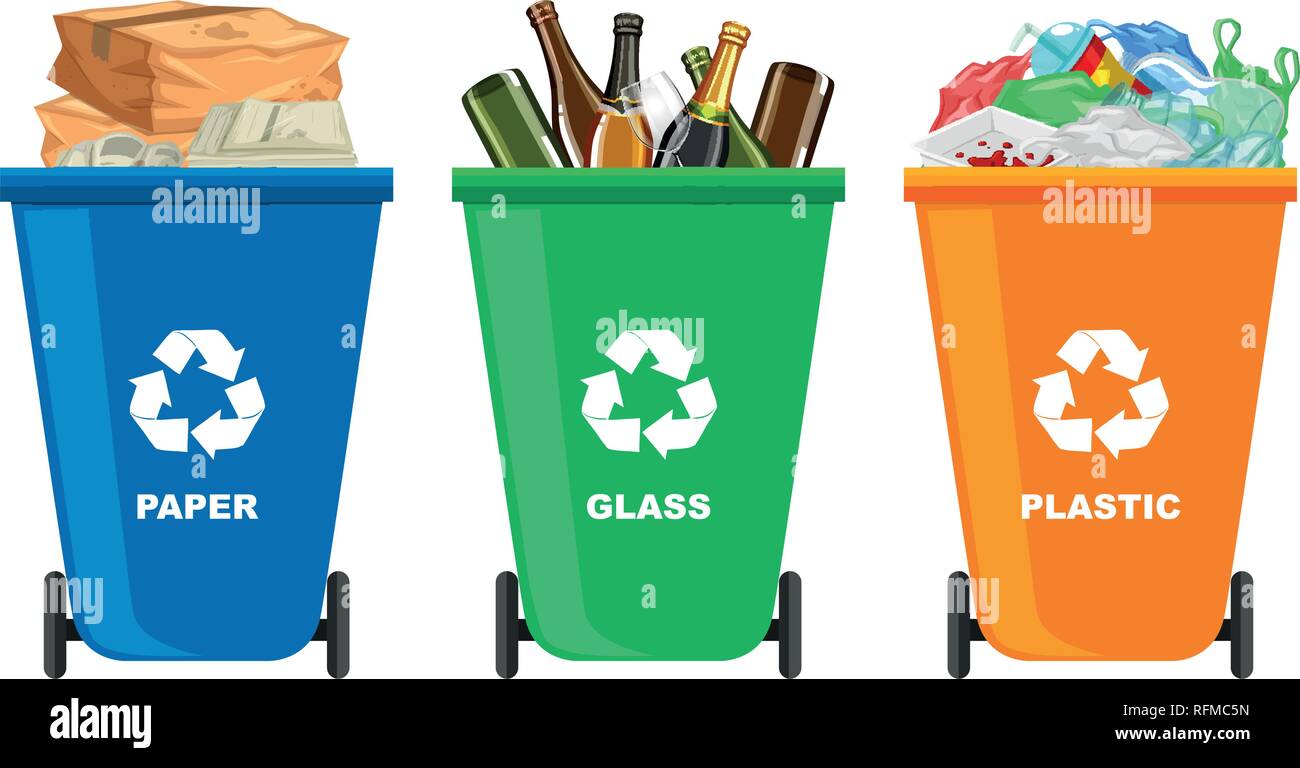 Set of different trash bin illustration Stock Vector Image & Art - Alamy
