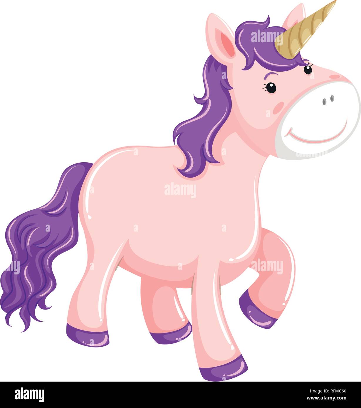 A unicorn character on white background illustration Stock Vector Image ...