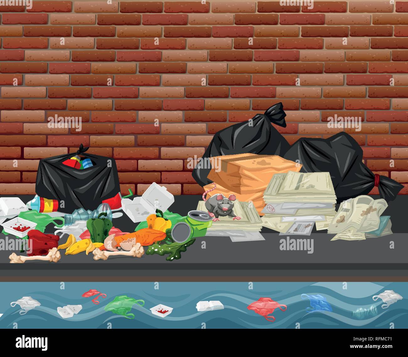 Litter in the city illustration Stock Vector Image & Art - Alamy