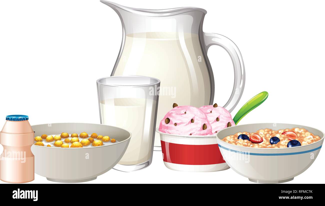 Breakfast set on white background illustration Stock Vector Image & Art ...
