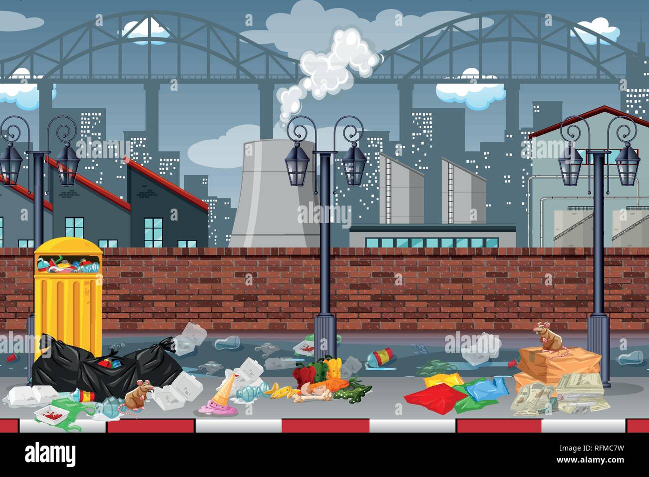 Pollution in factory town illustration Stock Vector Image & Art - Alamy