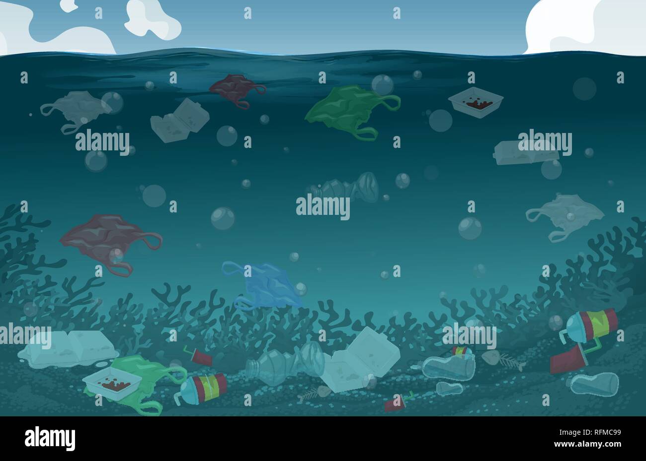 Nature water pollution background illustration Stock Vector Image & Art ...