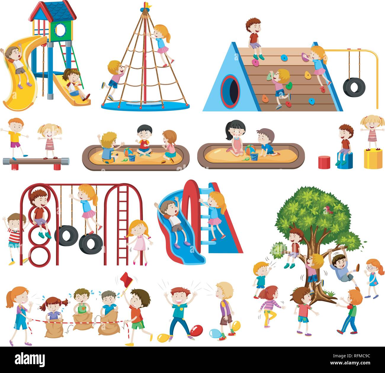 Set of children at playground illustration Stock Vector Image & Art - Alamy