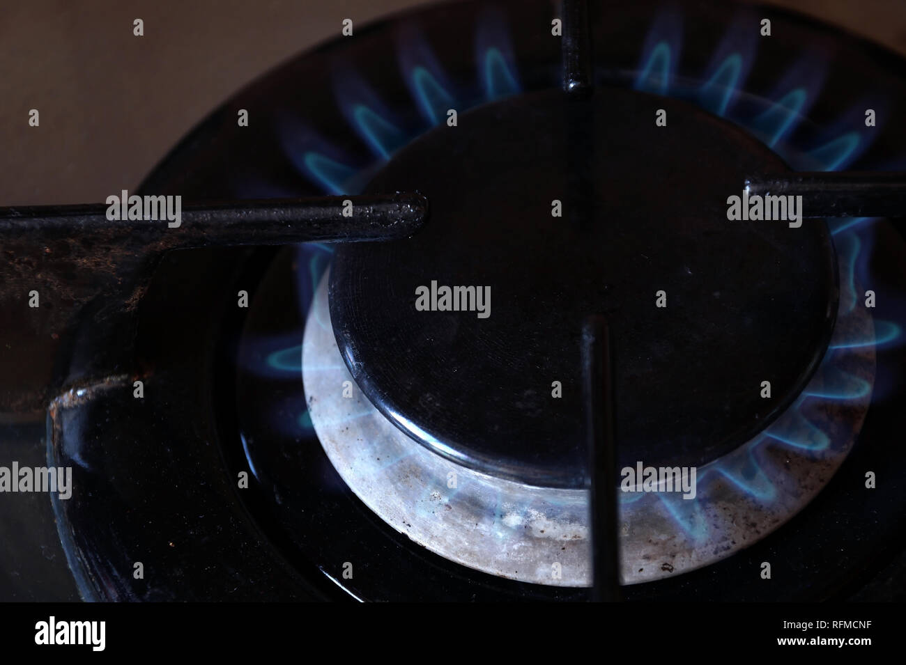 Gas ring on the stove Stock Photo - Alamy