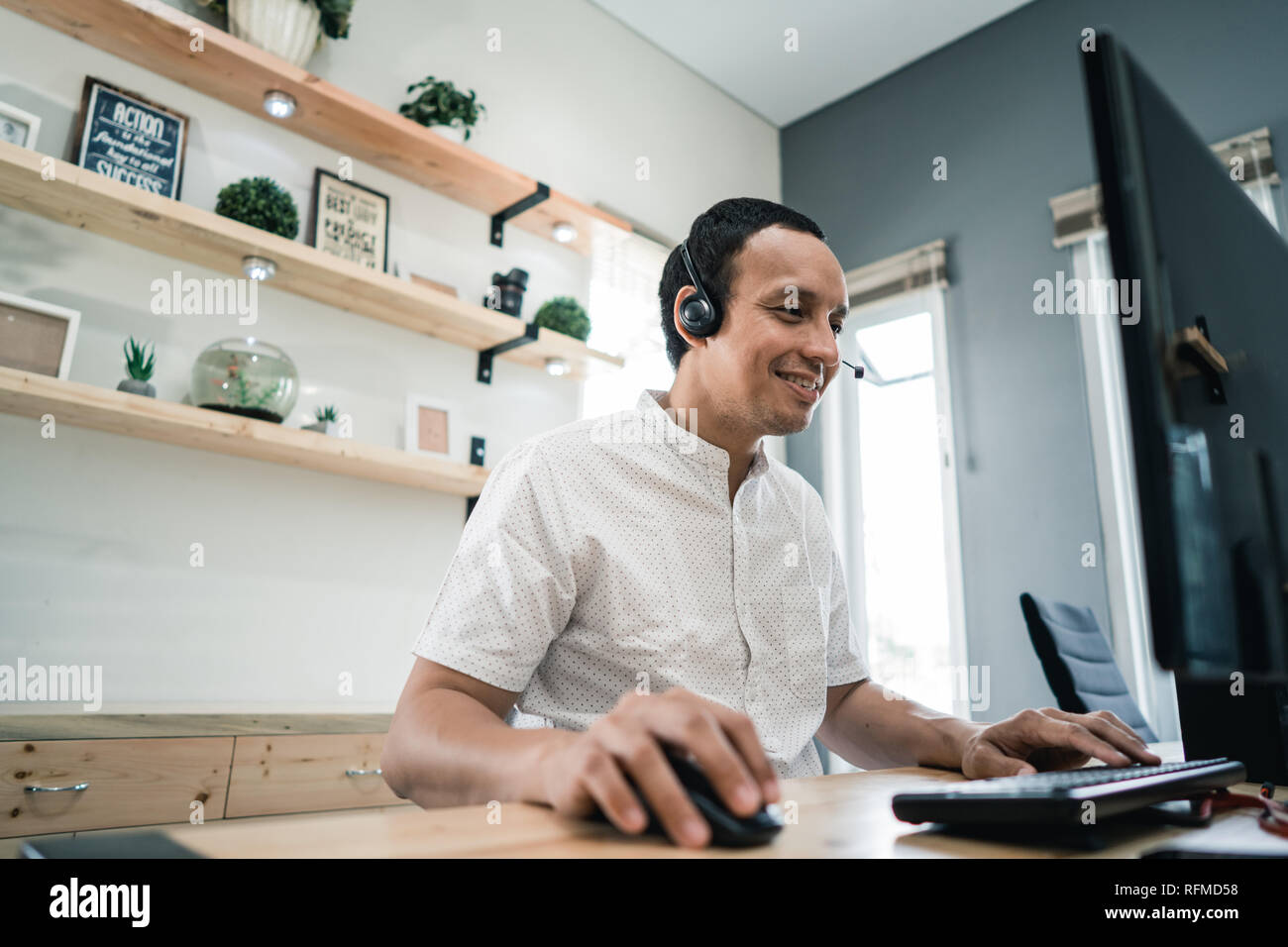 portrait of serious worker when do the work Stock Photo - Alamy