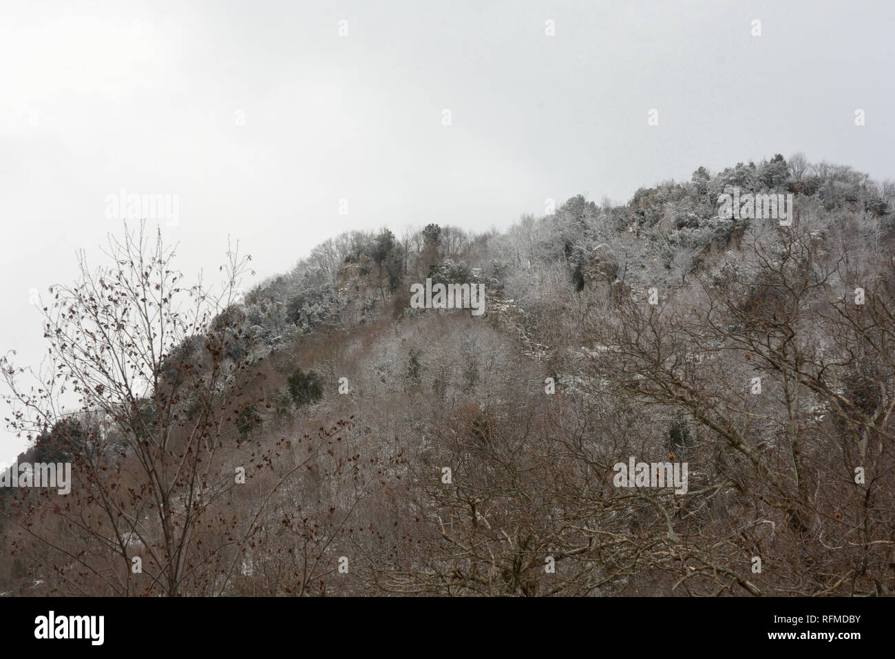 Snow mountain landscape in Campania, Southern Italy, January 9, 2019 ...