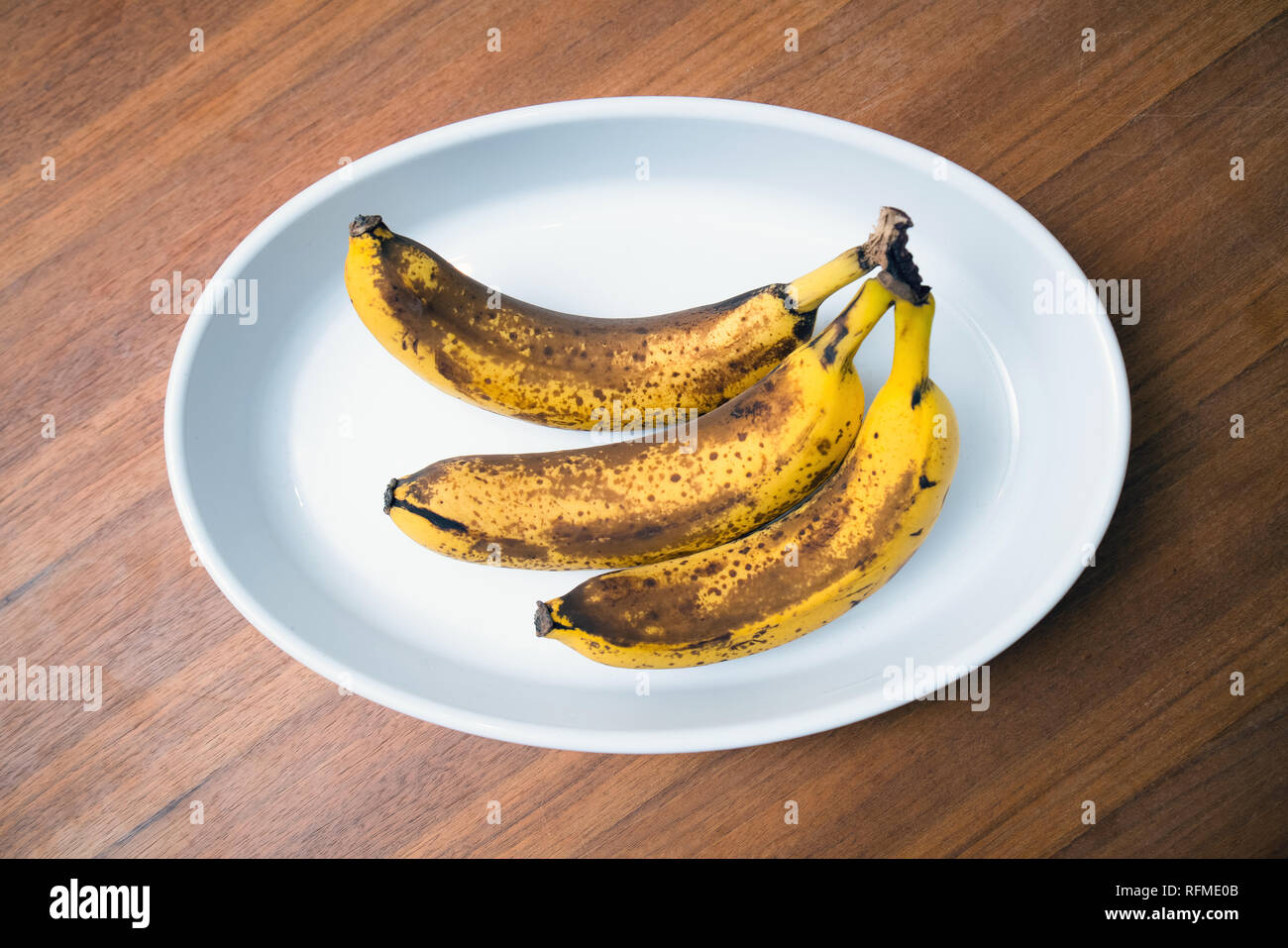 Top view of brown spotted bananas. Banana with dark black spots Stock ...