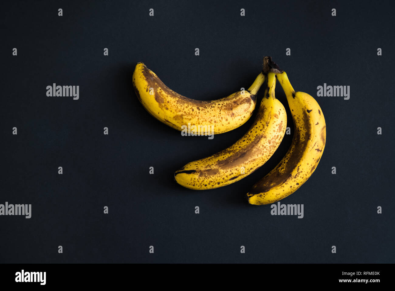 Top view of brown spotted bananas. Banana with dark black spots Stock ...