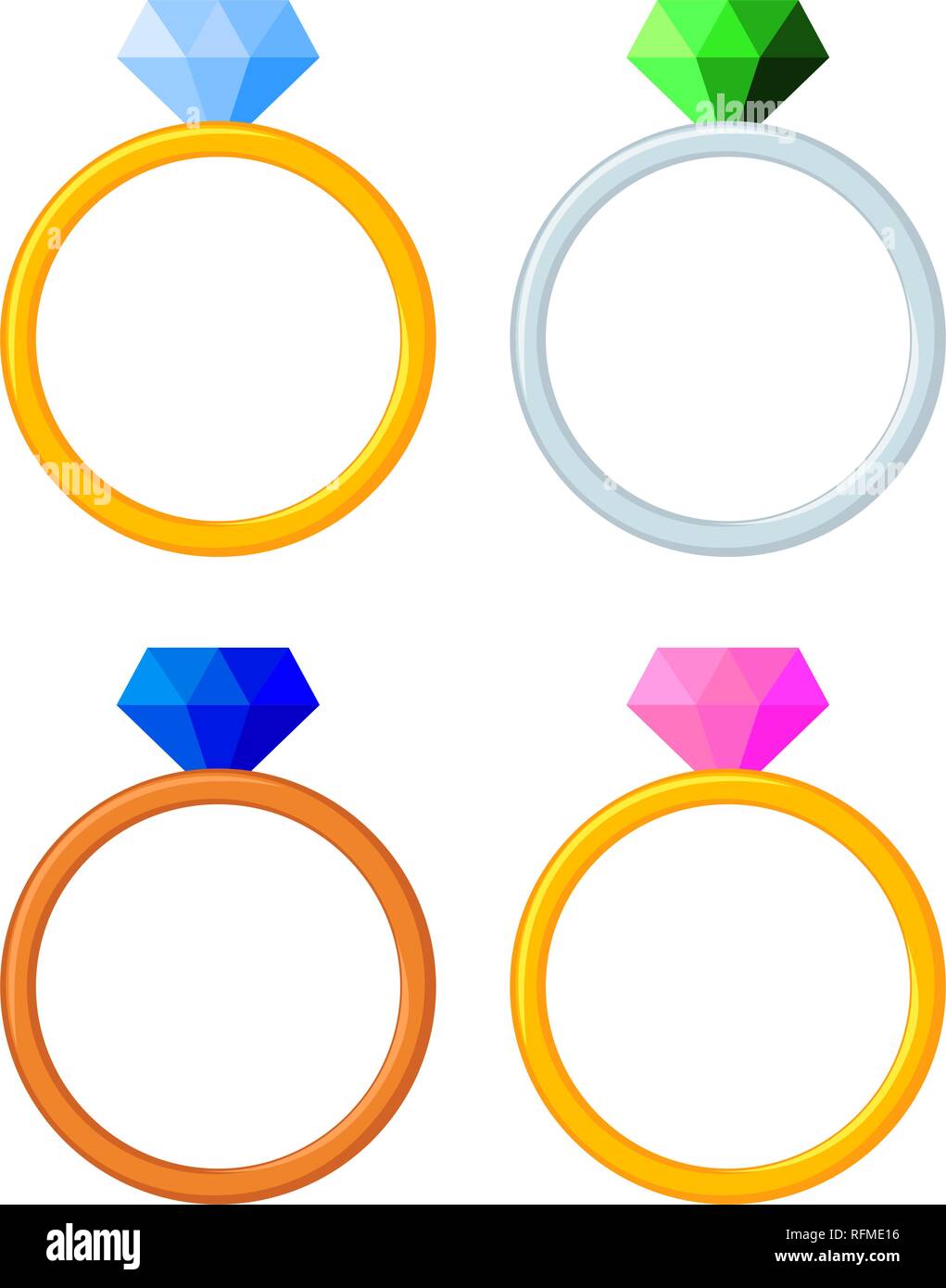 Colorful cartoon jewelry ring set Stock Vector Image & Art - Alamy