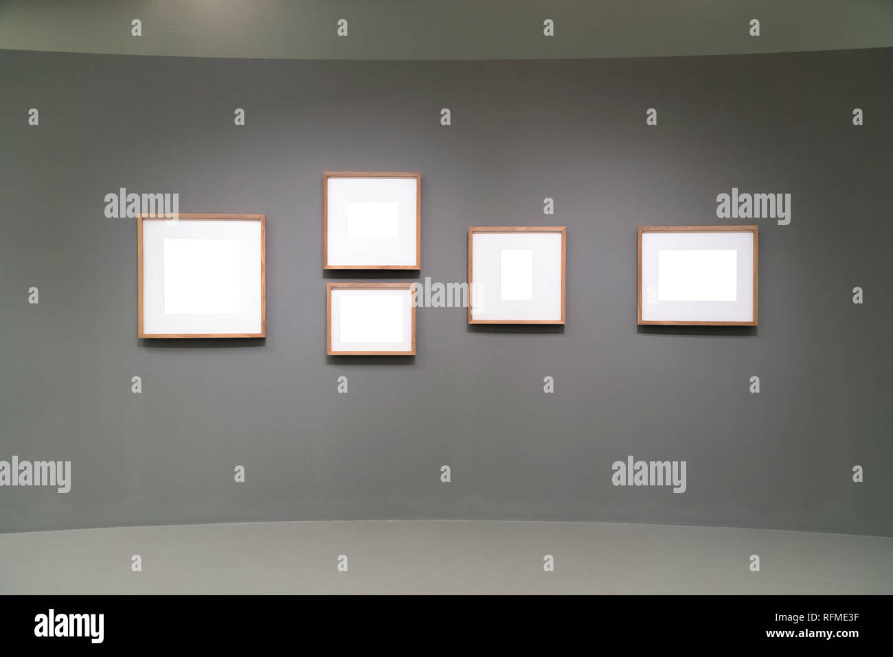 Blank empty golden frame on white background. Art gallery, museum ...