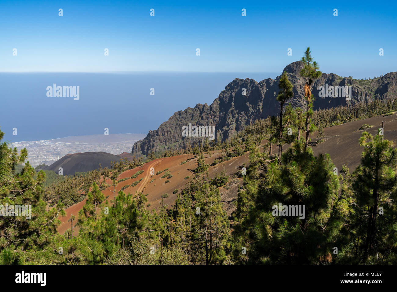 View of the valley and the small town of Guimar. Viewpoint Mirador de ...