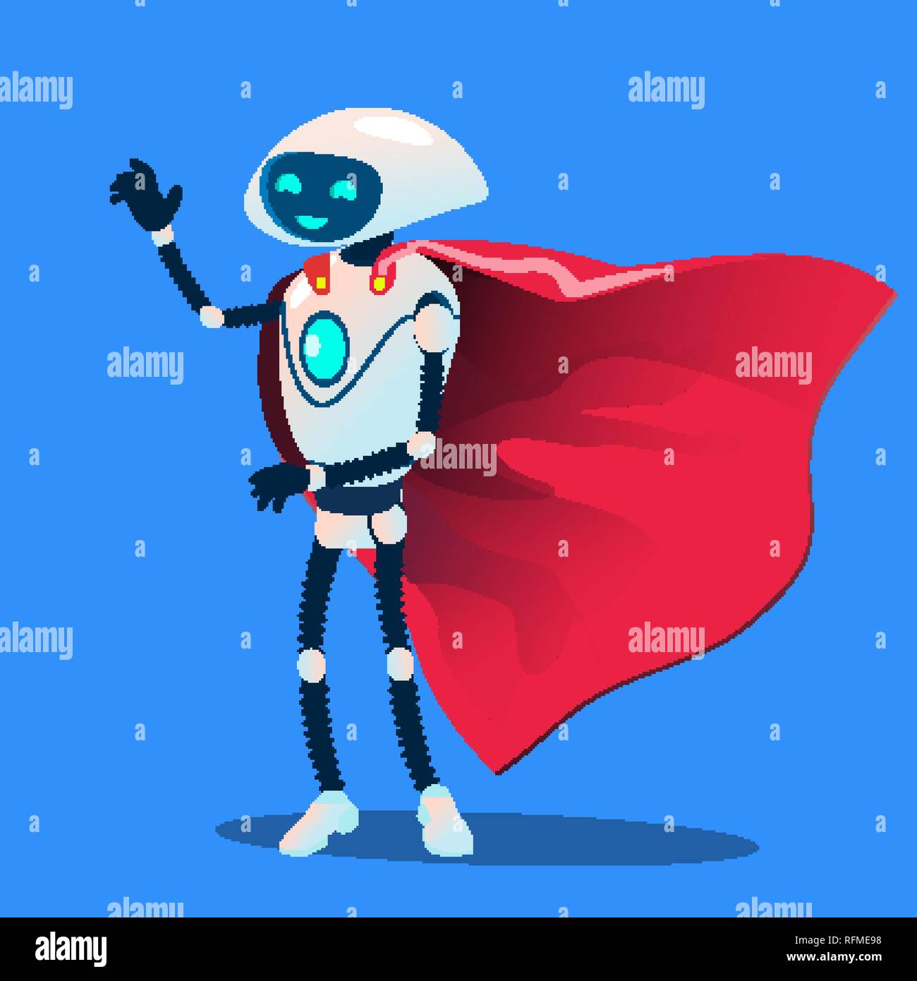 Robot Wearing Red Super Hero Cloak Vector. Isolated Illustration Stock ...