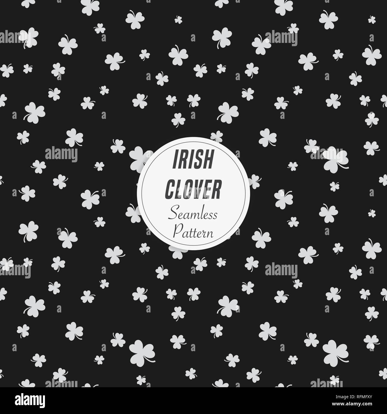 Gray clover seamless patter on dark background. Vector illustration ...