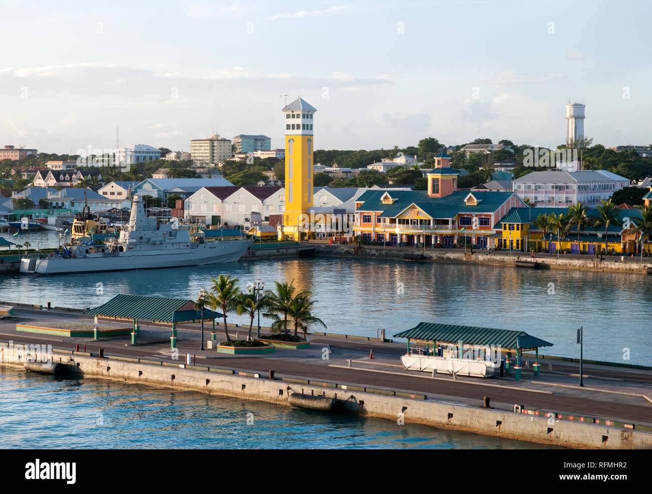The early morning view in Nassau city port, the most popular vacation ...