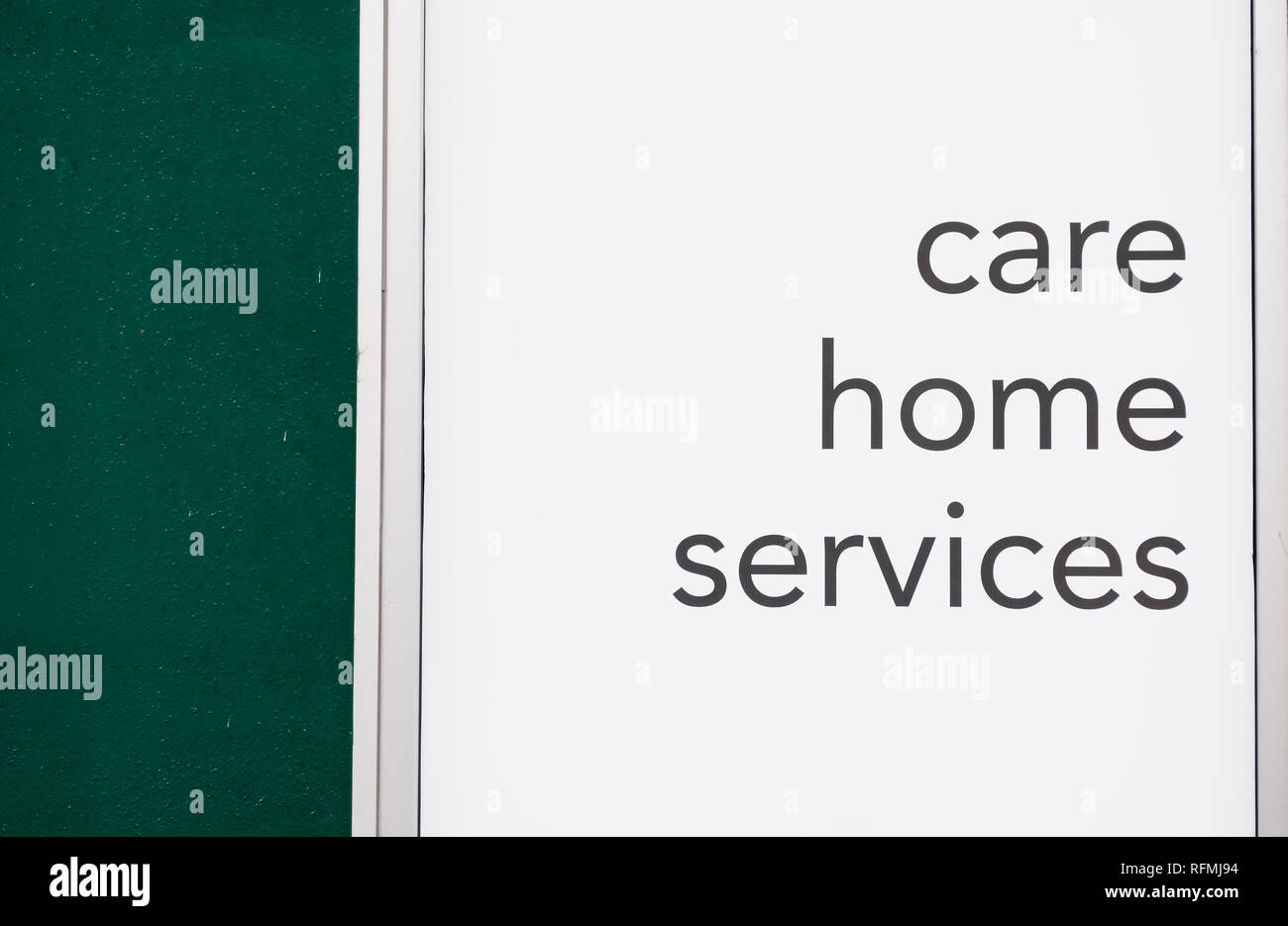 Care home services for the senior elderly person sign Stock Photo - Alamy