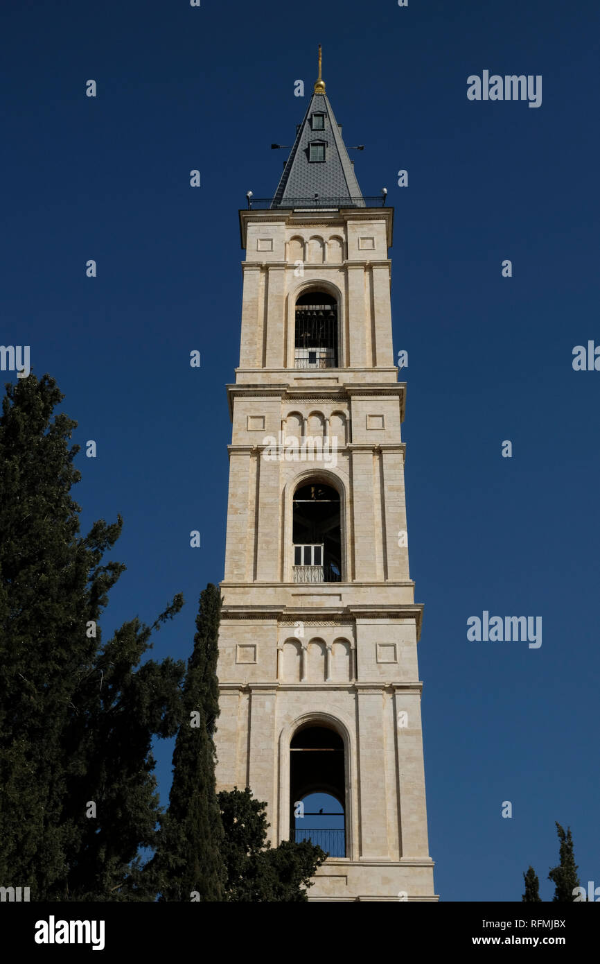 View of the 64-metre tower of the Russian Orthodox Convent and Church ...