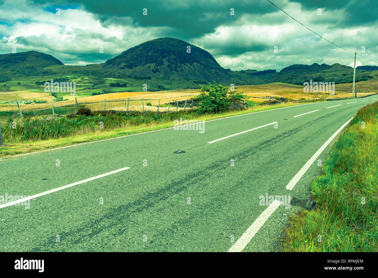 On the road in Snowdonia National Park,North Wales,England ,United ...