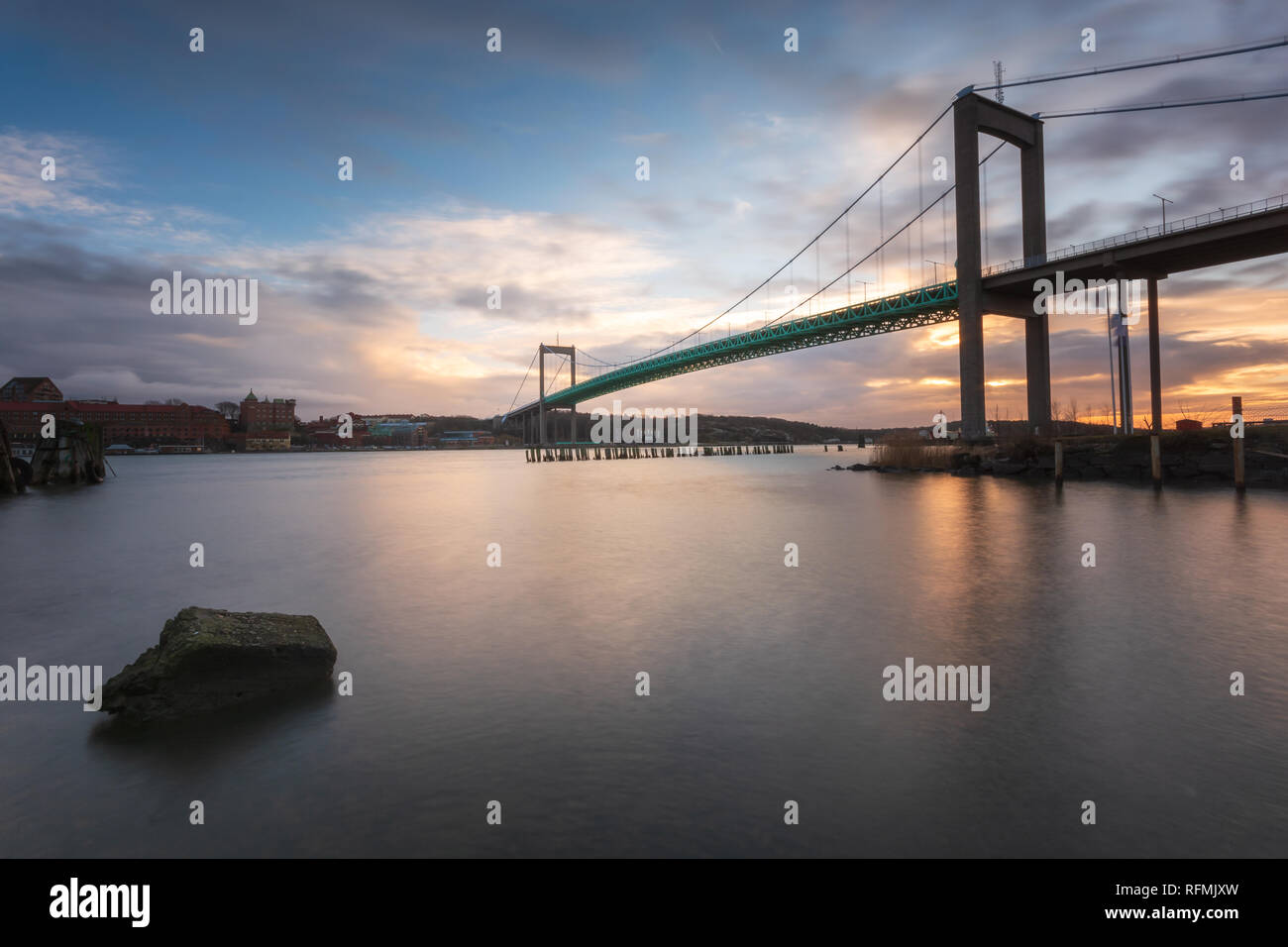 Suspension bridge at Gothenburg Connecting main land to Industrial area ...
