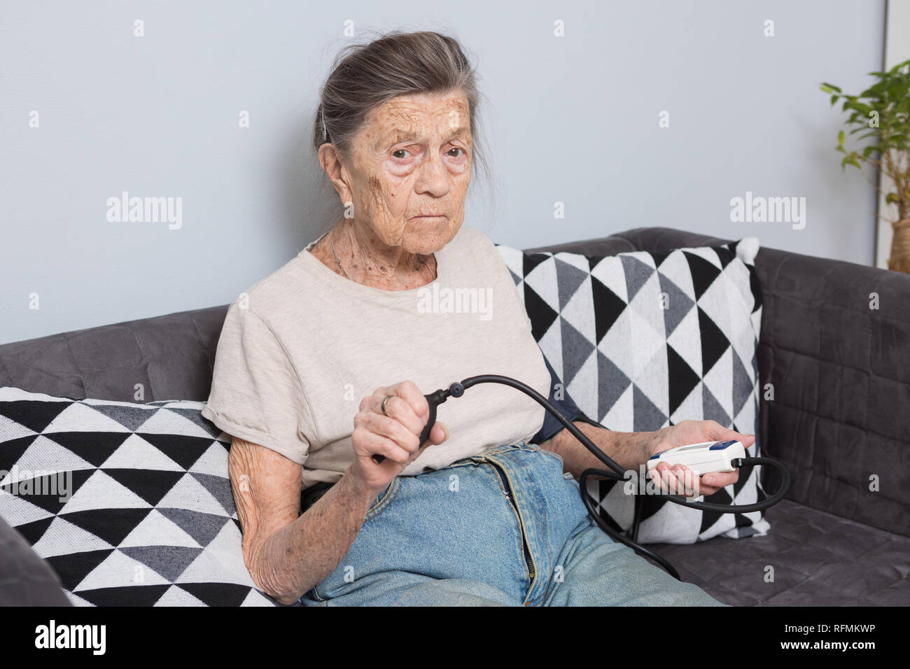 The topic is very old person and health problems. A senior Caucasian ...