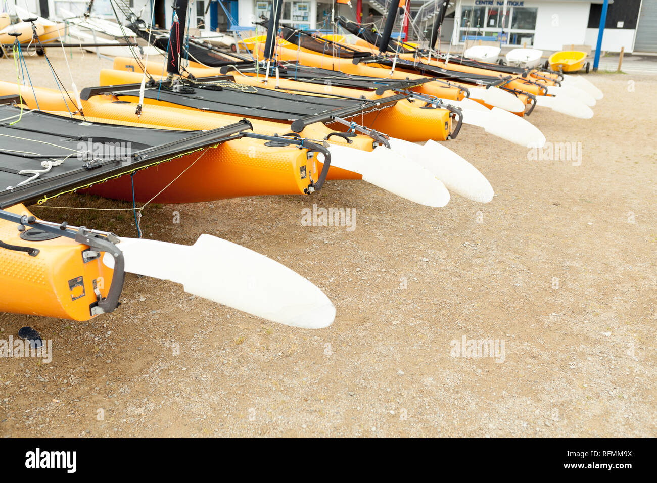 Morgat, France 29 May 2018 Catamarans storage without sails parked on ...
