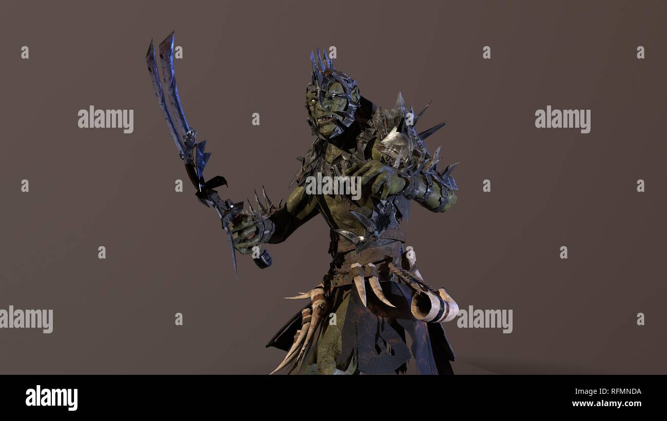 ferocious orc fighter Stock Photo - Alamy