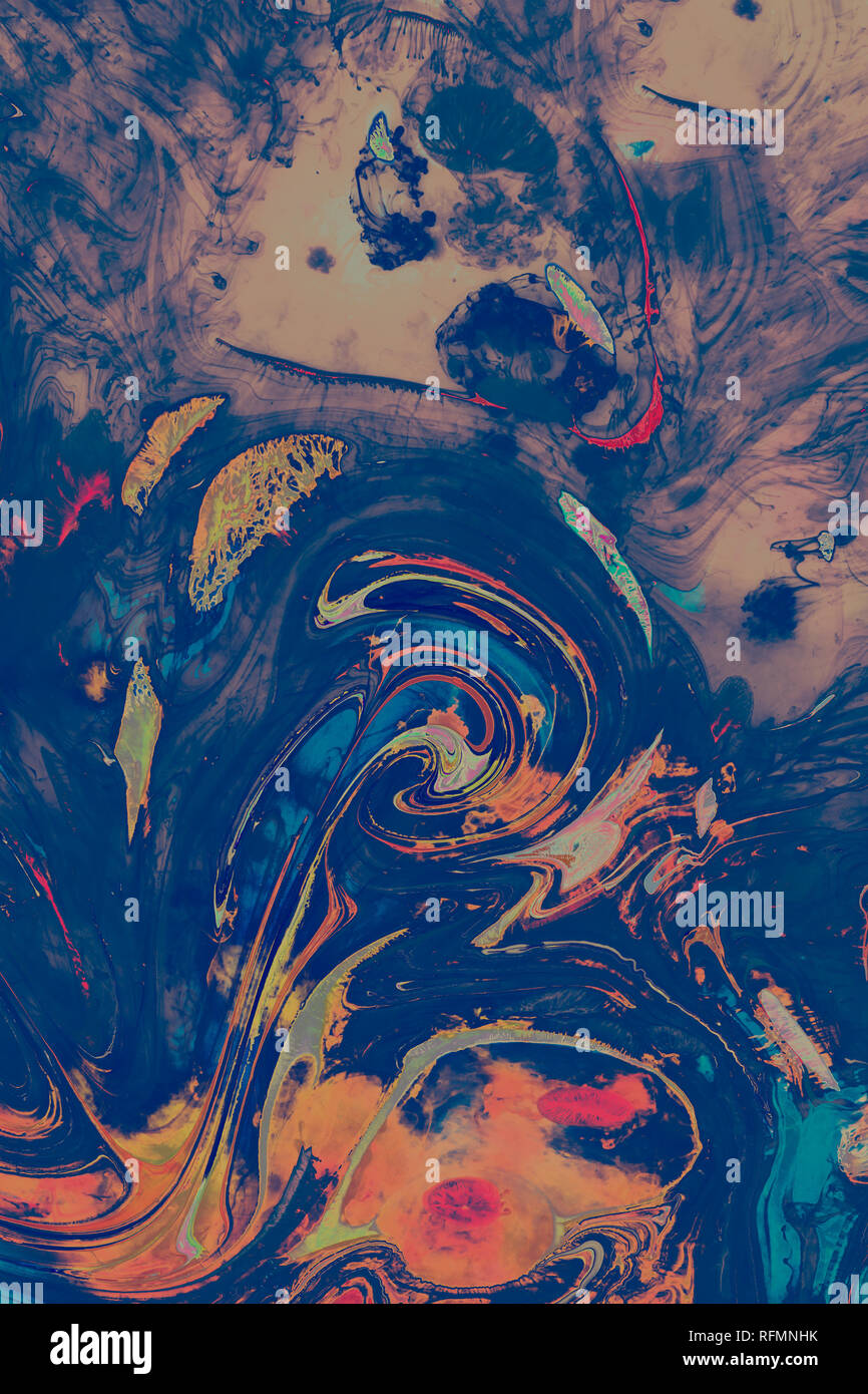 Traditional Ottoman Turkish abstract marbling art patterns as ...