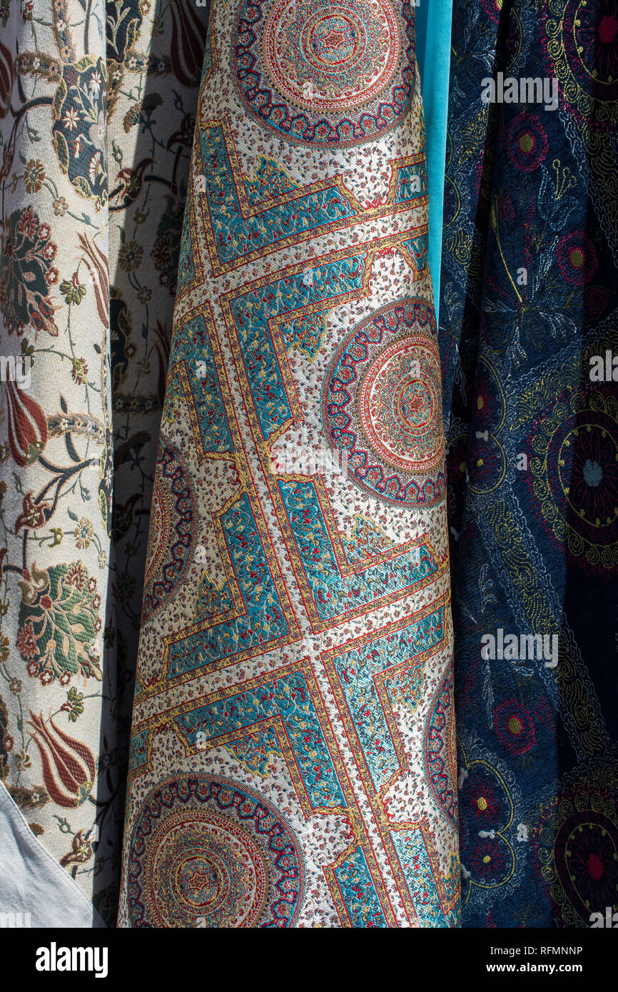 Examples of colorful fabric of various color and type Stock Photo - Alamy