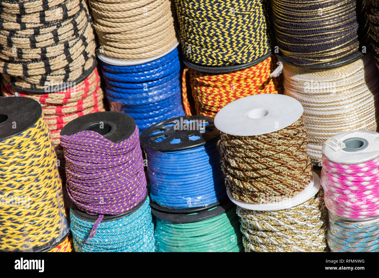 Set of Roll of hand made thread Stock Photo - Alamy