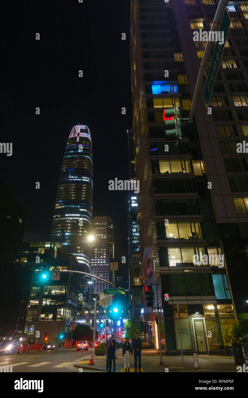 City life at downtown at night Stock Photo - Alamy