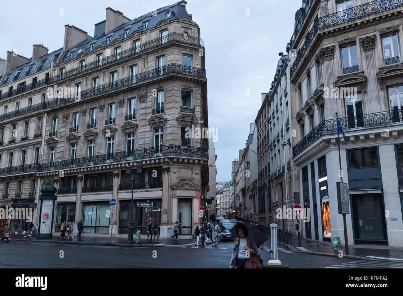 Paris, France - June 01, 2018. Paris street view with traditional ...