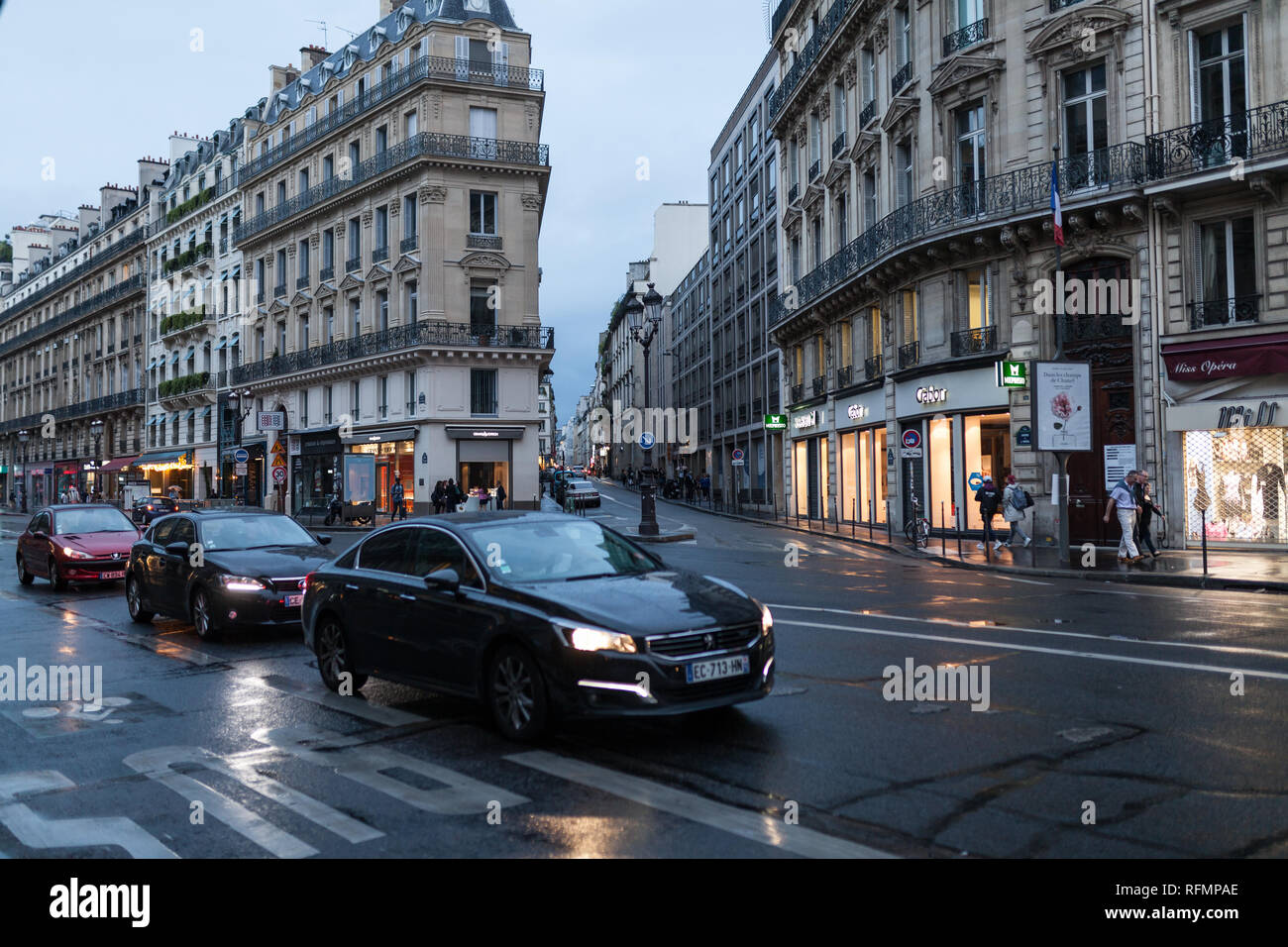 Paris, France - June 01, 2018. Paris street view with traditional ...