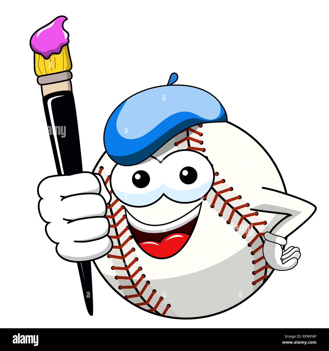 baseball ball character mascot cartoon painter artist vector isolated ...