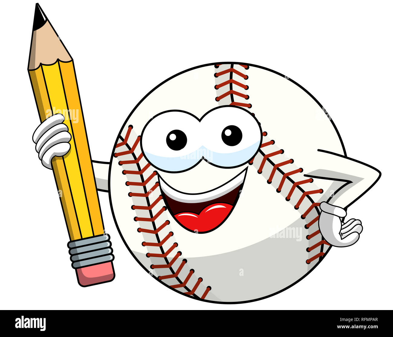 baseball ball character mascot cartoon vector holding pencil isolated ...