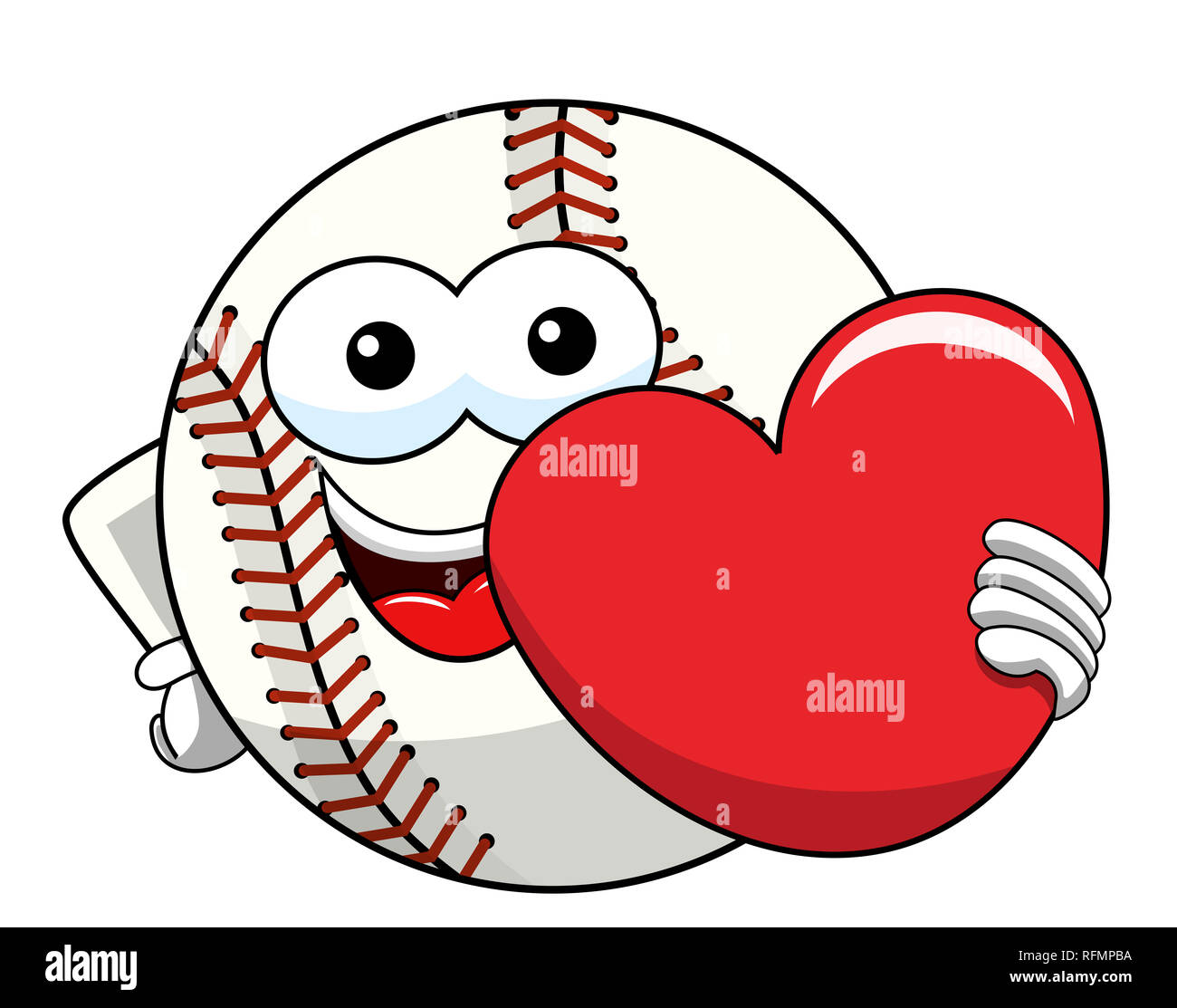 baseball ball character mascot cartoon love heart vector isolated on ...