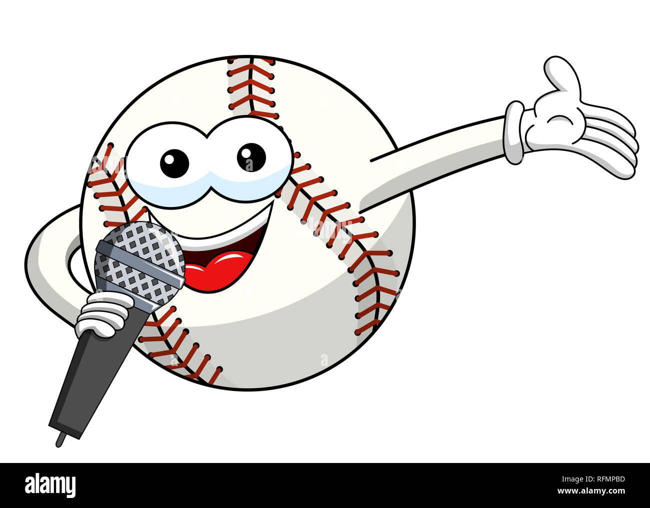 baseball ball character mascot cartoon presenter microphone vector ...