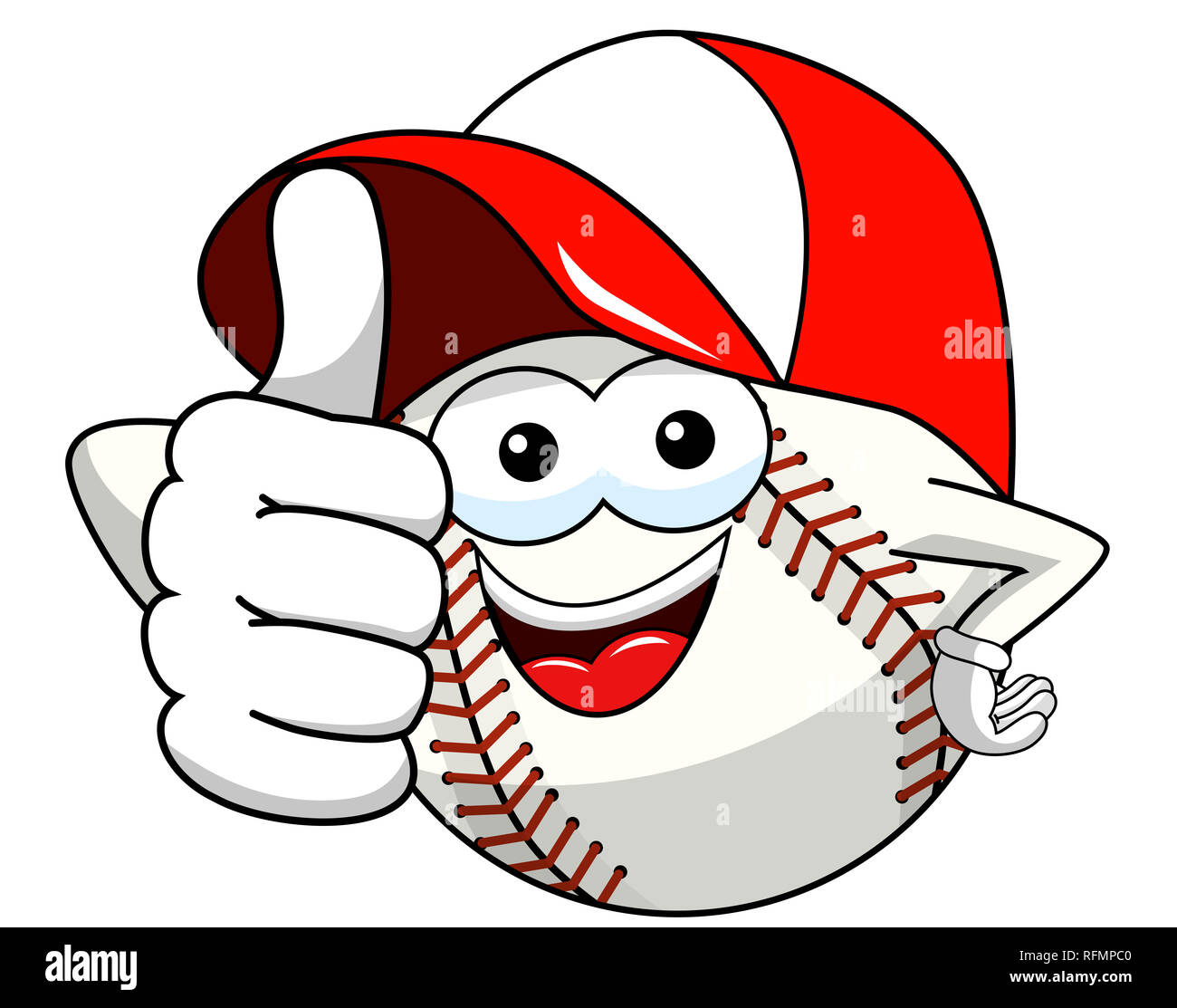 baseball ball character mascot cartoon thumb up cap vector isolated on ...