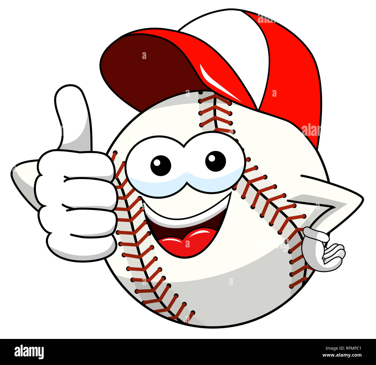 baseball ball character mascot cartoon thumb up cap vector isolated on ...