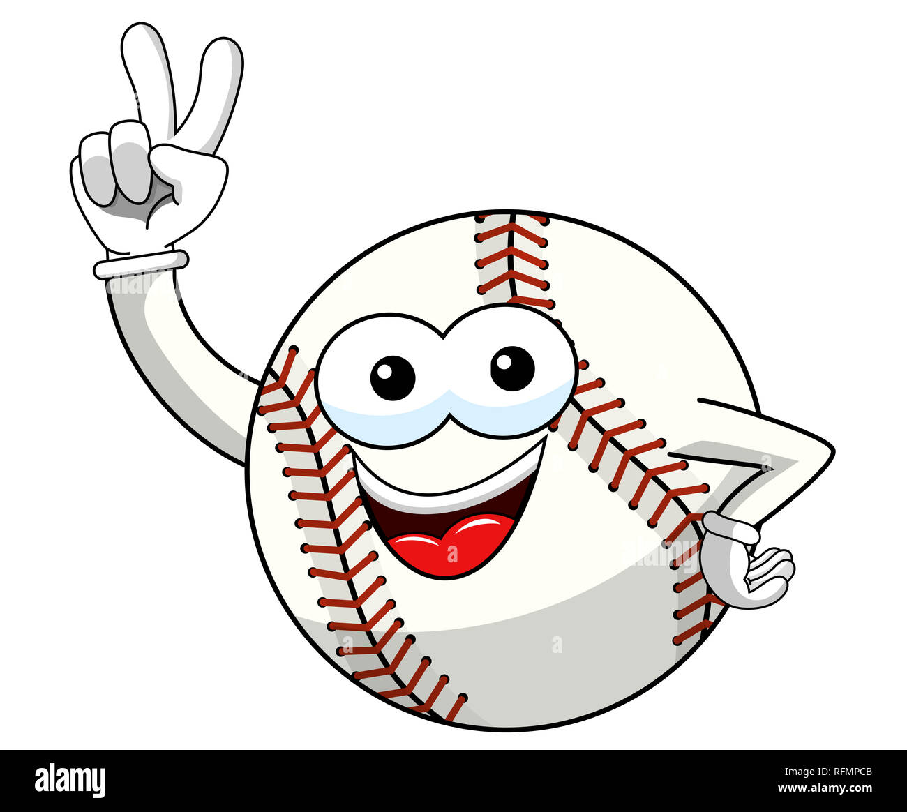 baseball ball character mascot cartoon victory sign gesture vector ...