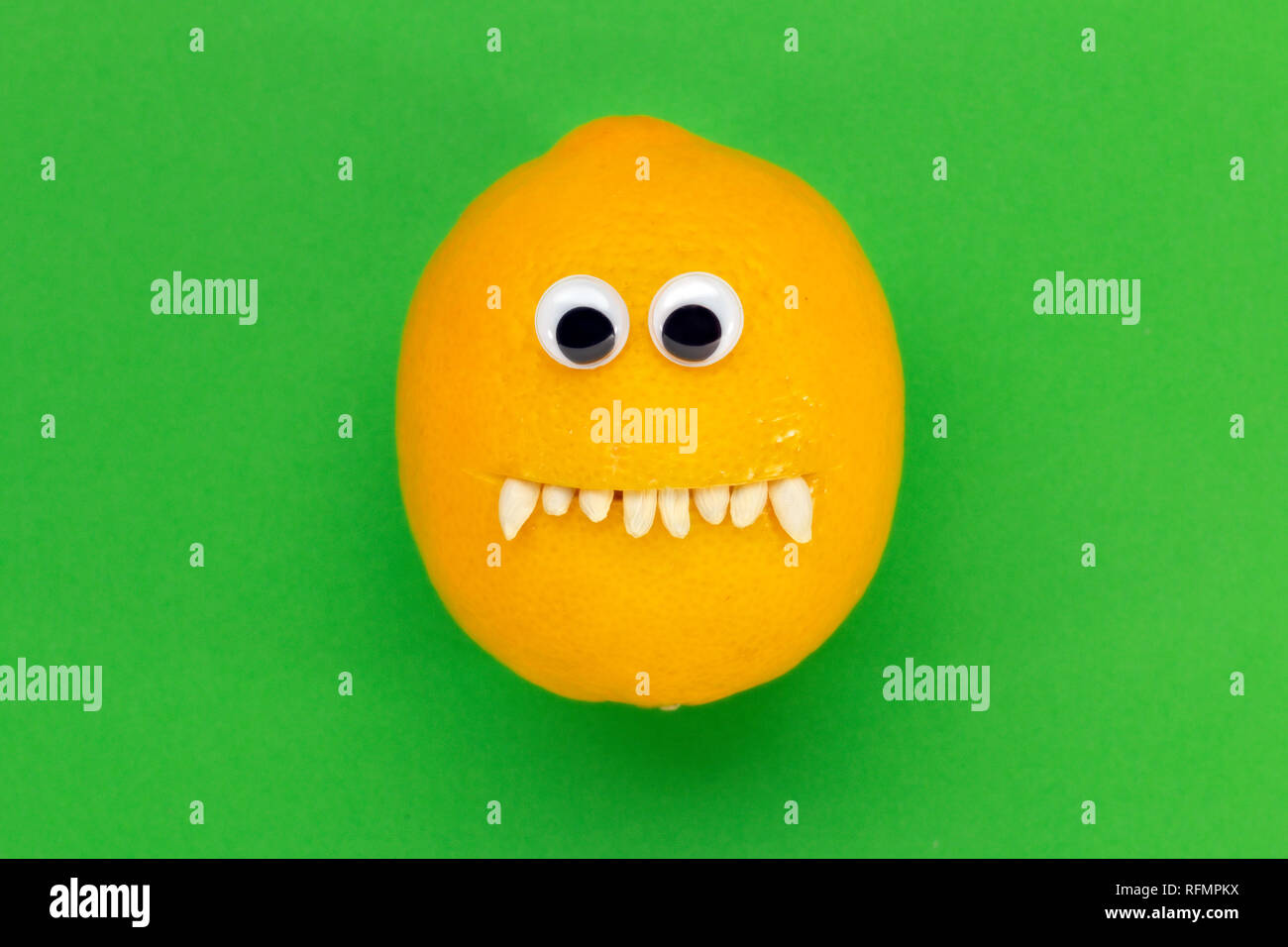 happy lemon face with eyes and teeth Stock Photo - Alamy