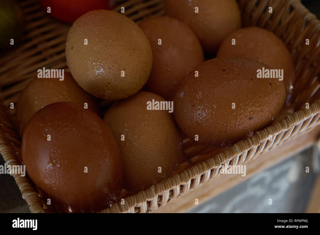 Eggs in basket Stock Photo - Alamy