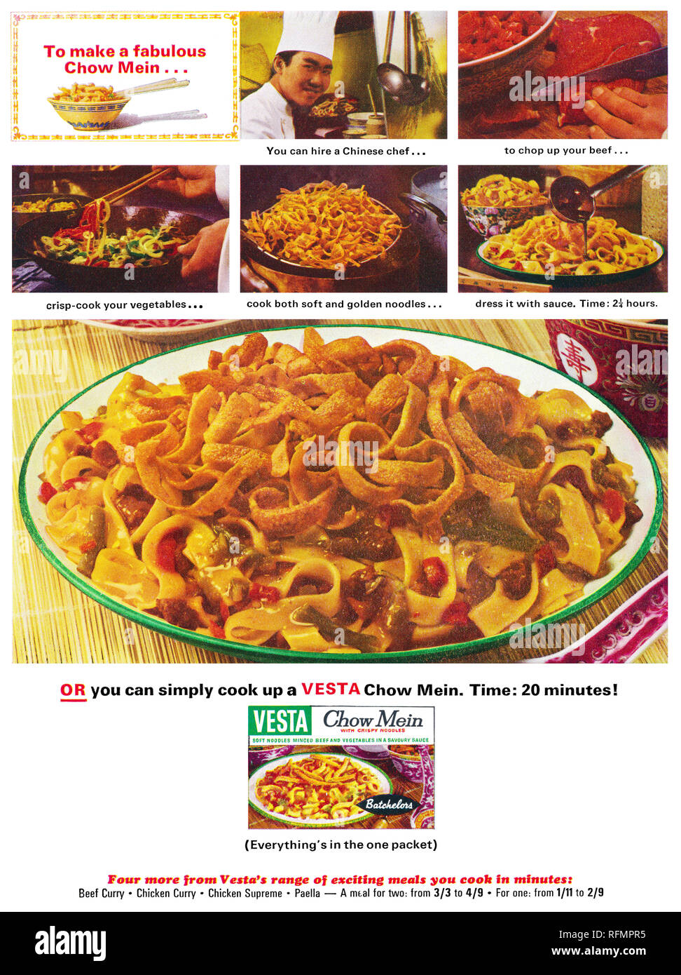 1965 British Advertisement For Vesta Ready Meals By Batchelors Stock 1965-british-advertisement-for-vesta-ready-meals-by-batchelors-stock