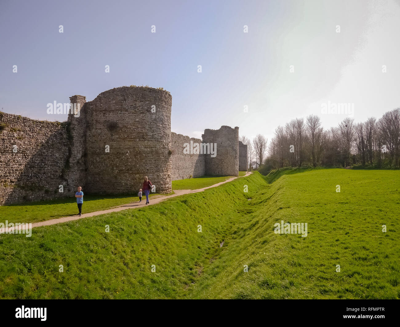 The external Roman walls of Portchester castle, Hampshire England Stock ...