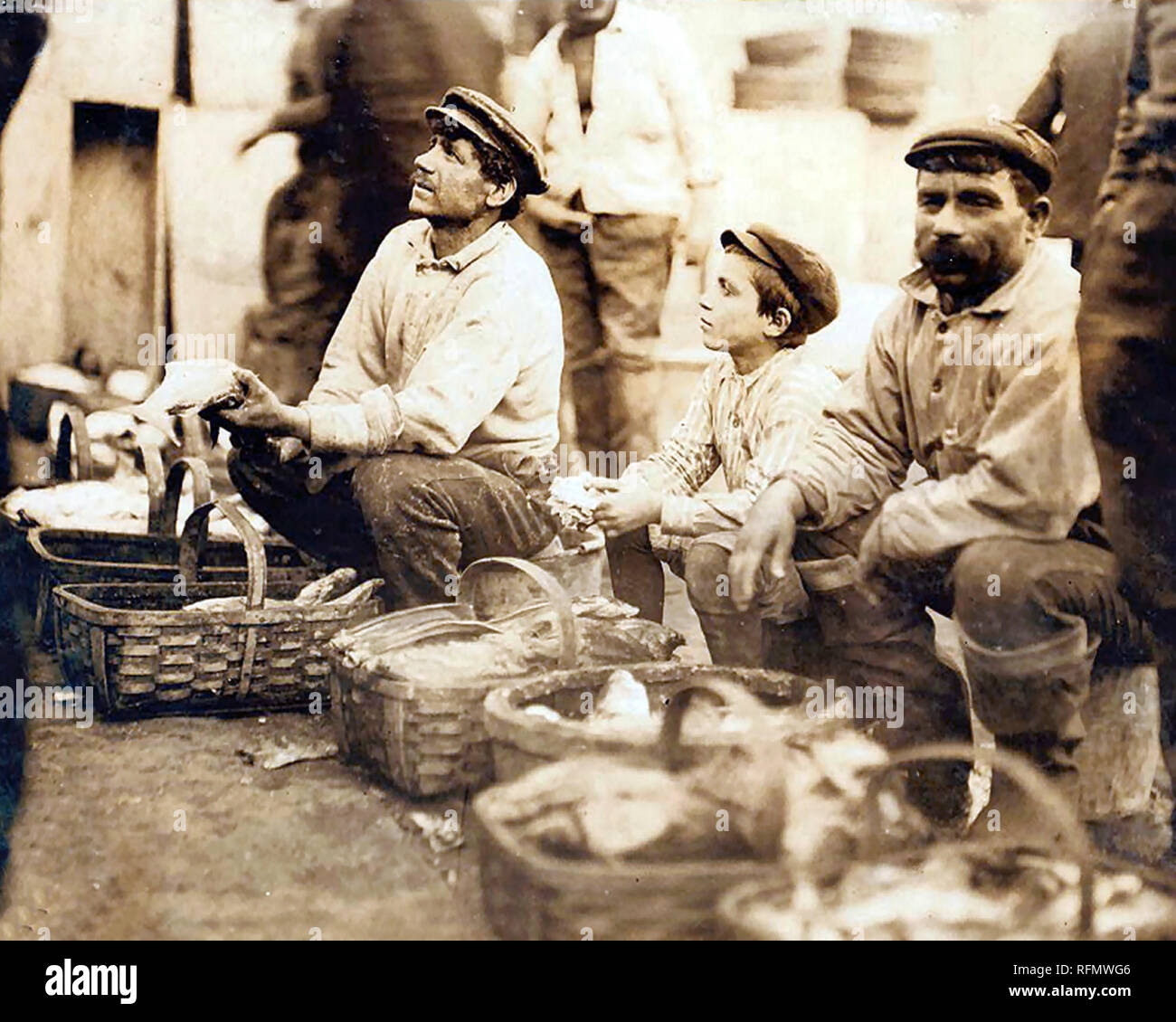 Fish Sellers, Boston, Massachusetts 1909 Stock Photo - Alamy