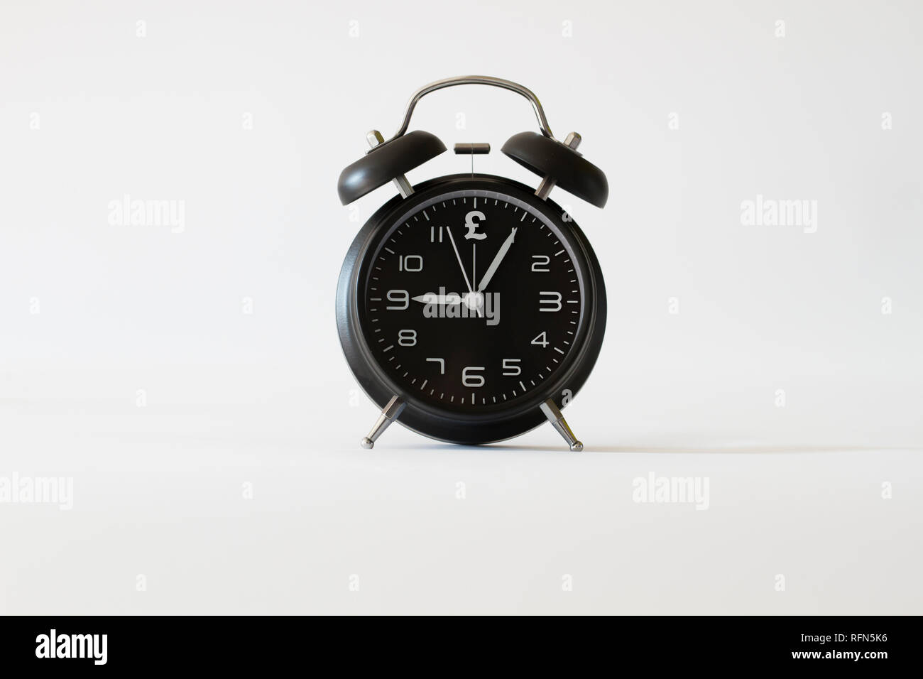 Alarm clock and pound sterling, time is money Stock Photo - Alamy