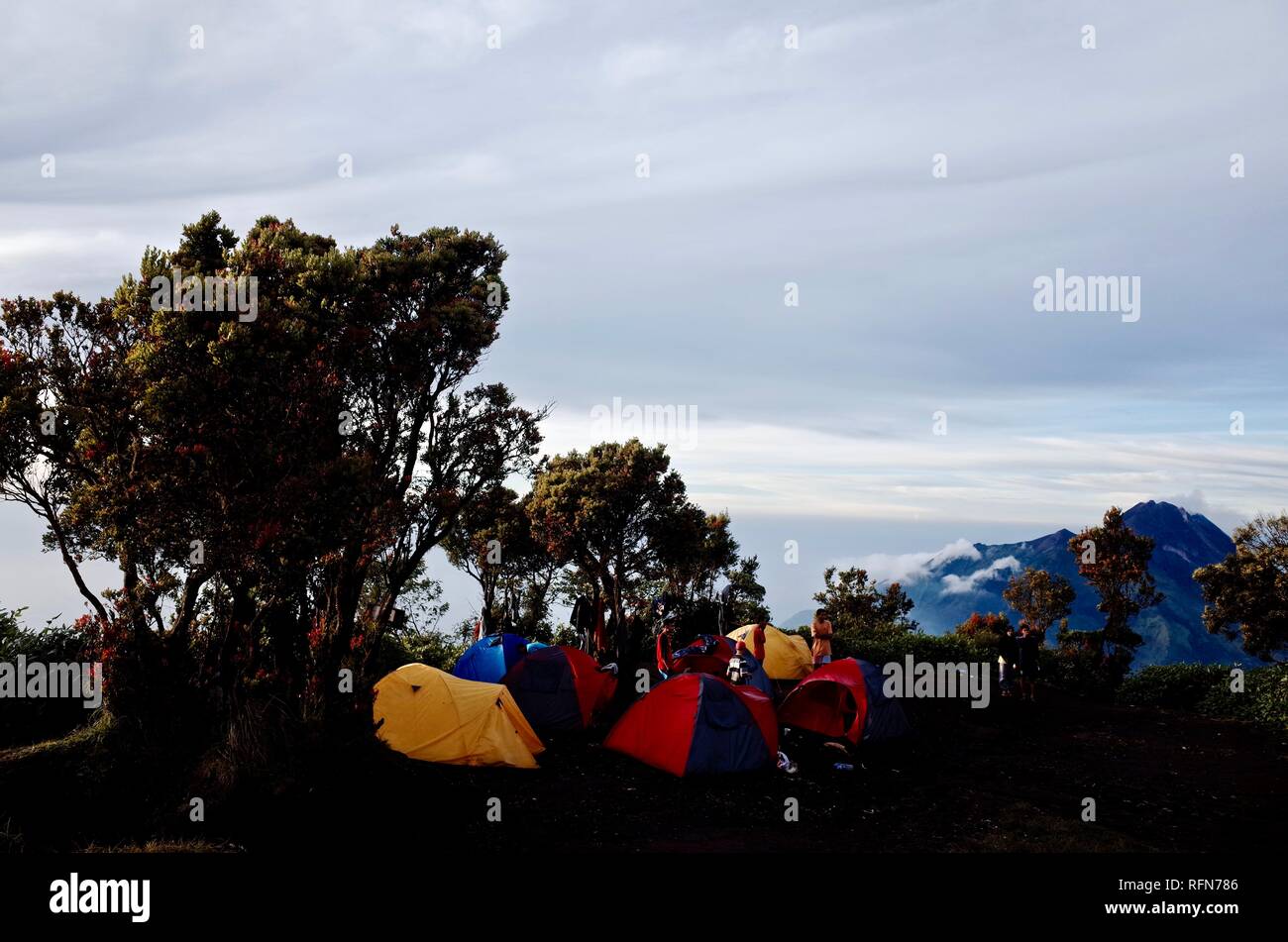 Double Summit Mount Merapi and Mount Merbabu experience Stock Photo - Alamy