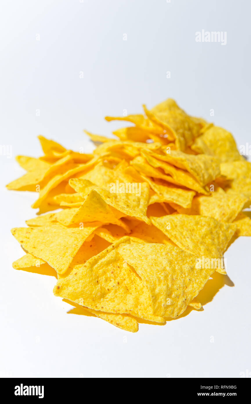 tortilla chips, nachos, isolated on white Stock Photo - Alamy