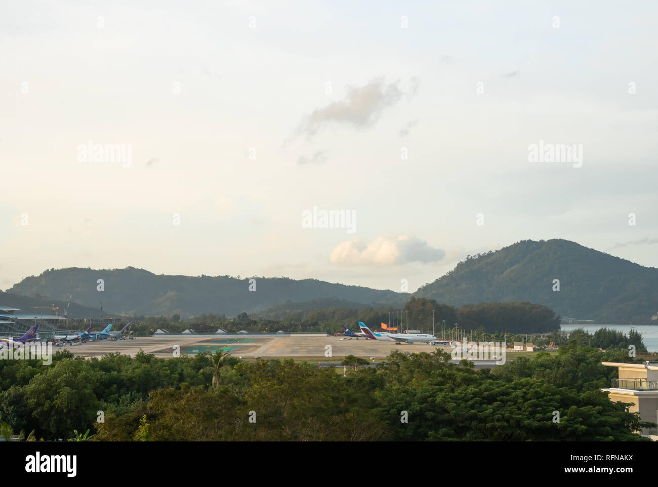 PHUKET, THAILAND - NOVEMBER 27, 2016: View of the runway Phuket ...