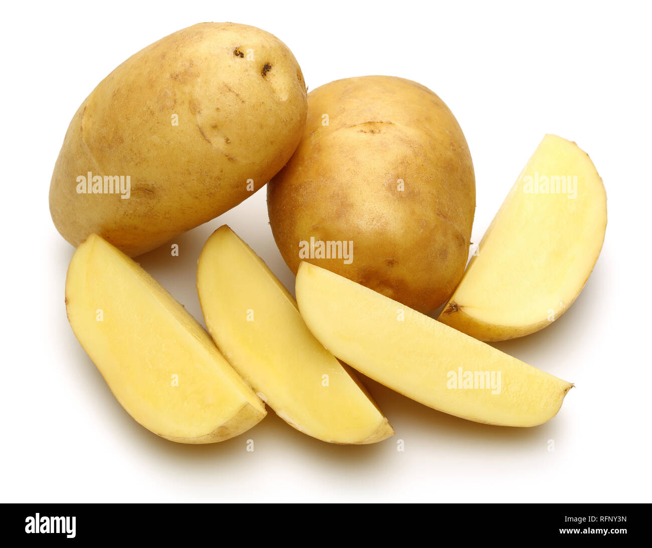 Fresh potato and slice isolated on white background Stock Photo - Alamy