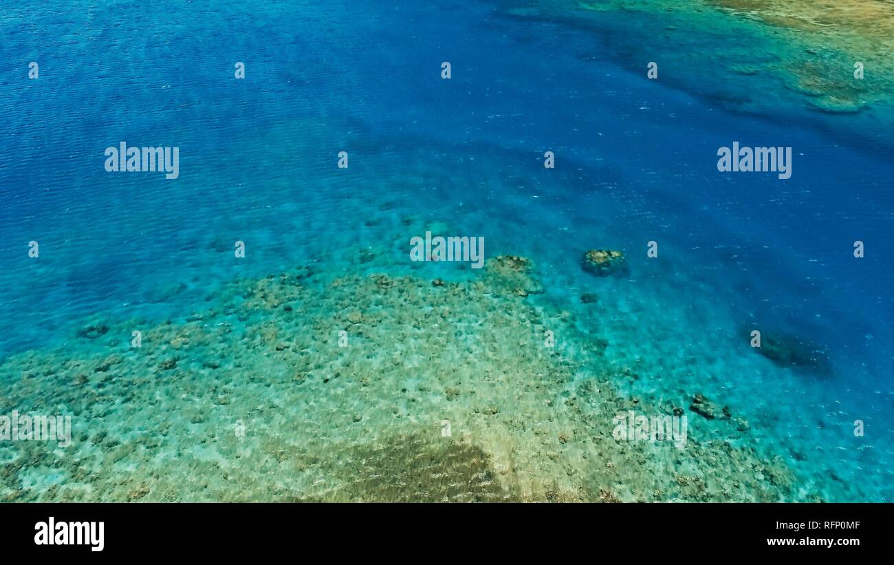 stunning aerial drone image of a great coral reef marine channel in ...