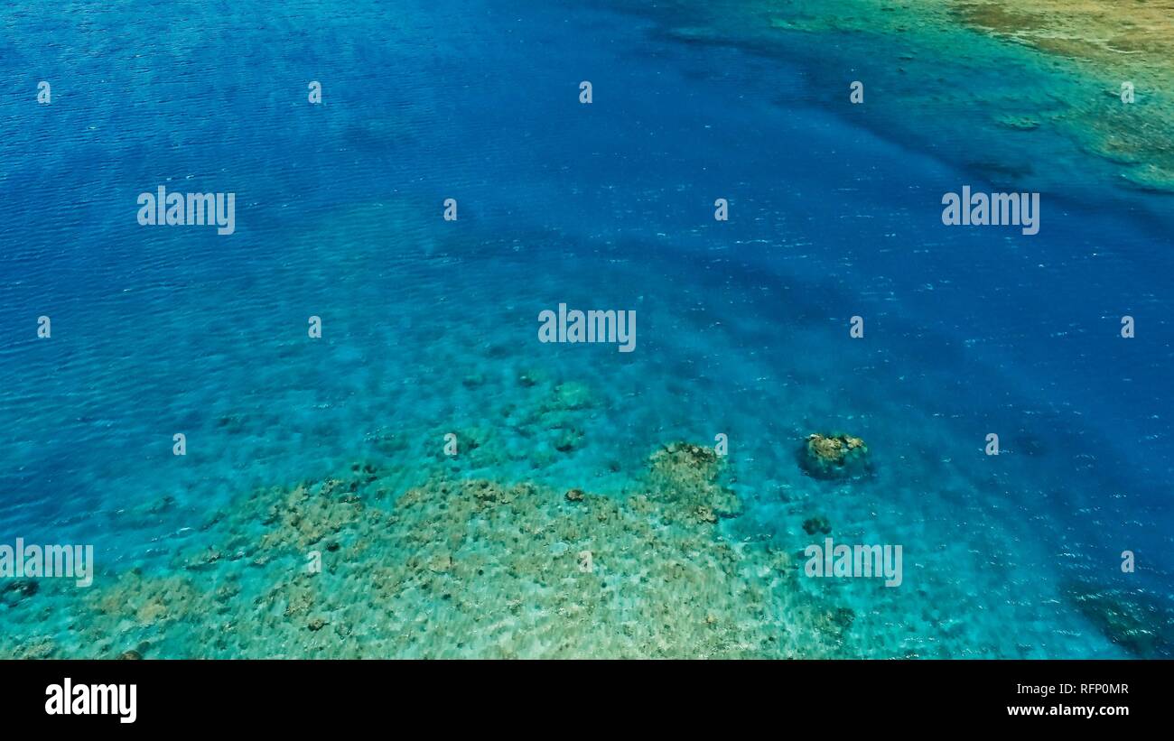 stunning aerial drone image of a great coral reef marine channel in ...